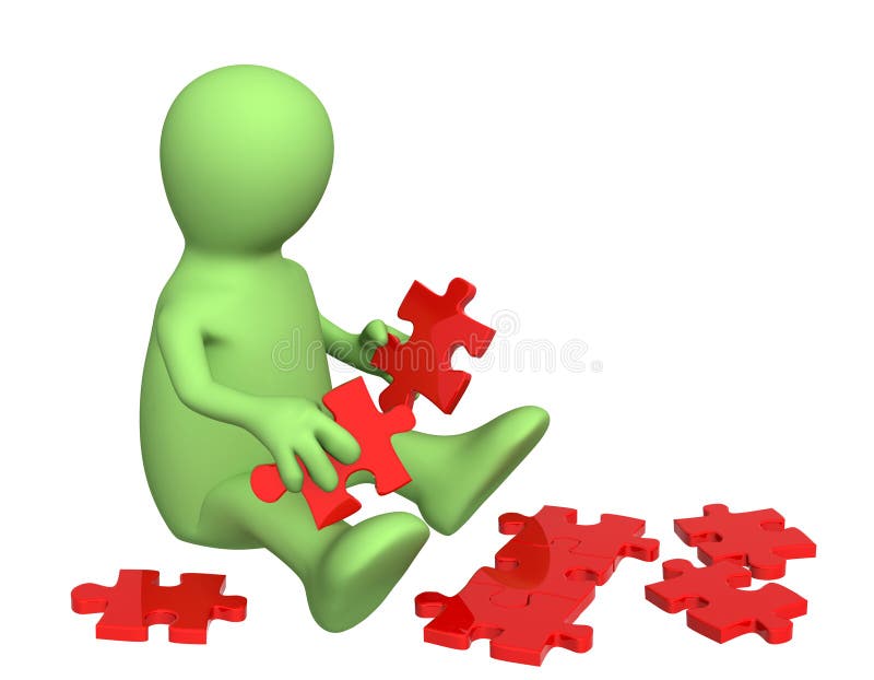 Puppet with Parts of a Puzzle Stock Illustration - Illustration of ...