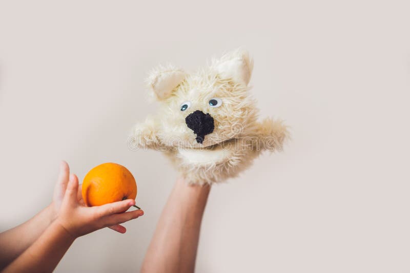 Puppet Show Dog on a Gray Background. Space for Text or Replicas Stock ...