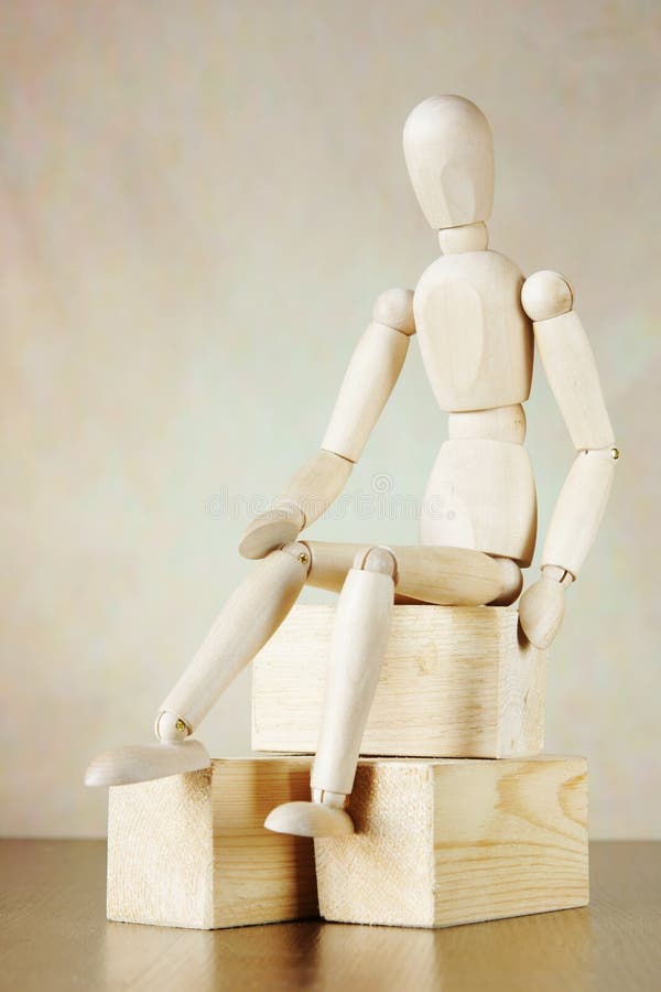 Puppet Sitting on the Blocks Stock Photo - Image of alone, depression ...