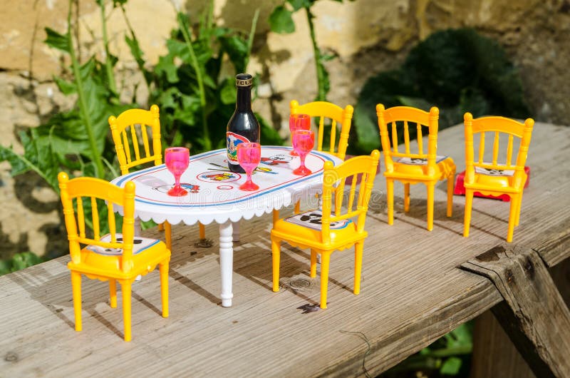 Puppet table with chairs stock photo. Image of macro - 61747086