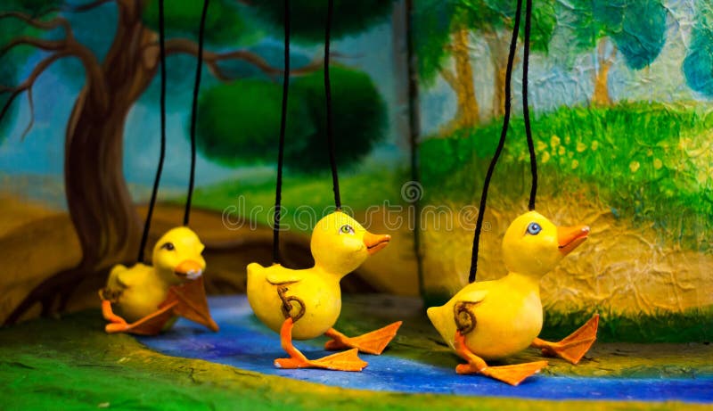 Puppet Theater Animal Characters, Decorations. Stock Photo - Image of ...
