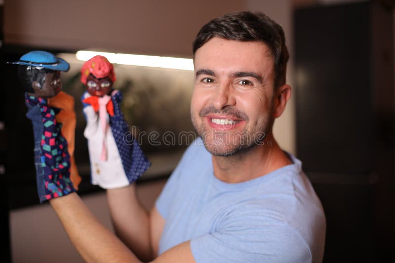 Puppeteer Controlling Showing His Puppets Stock Image - Image of ...