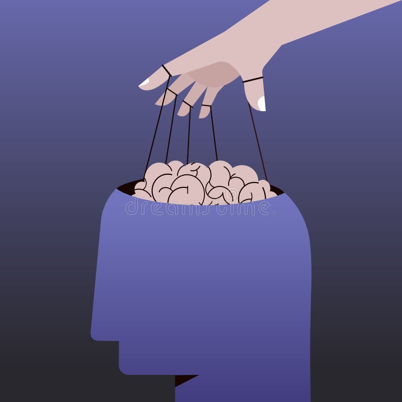 A Puppeteer Hand Manipulation a Brain Stock Vector - Illustration of ...