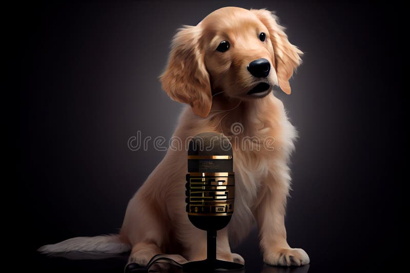 Puppy Behind the Microphone. AI Generated Stock Illustration ...