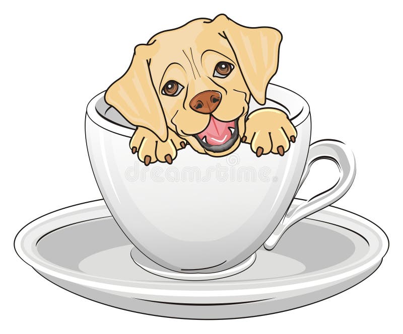Puppy on the cup stock illustration. Illustration of friend - 100514796