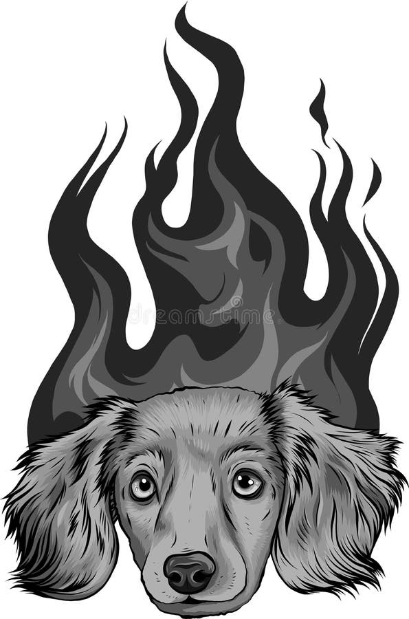Design of Puppy Dog with Flame Ornaments Vector Illustration Stock ...