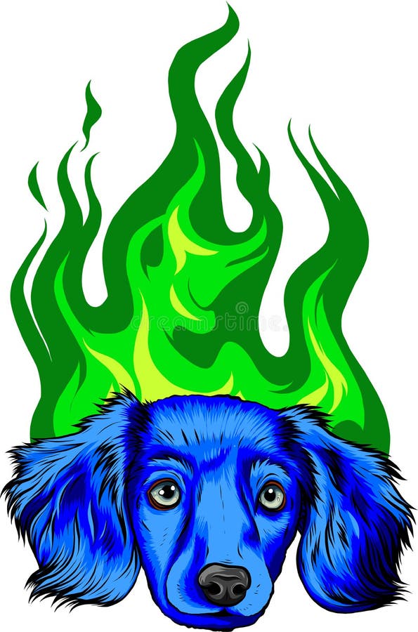 Puppy Dog with Flame Ornaments Vector Illustration Stock Vector ...