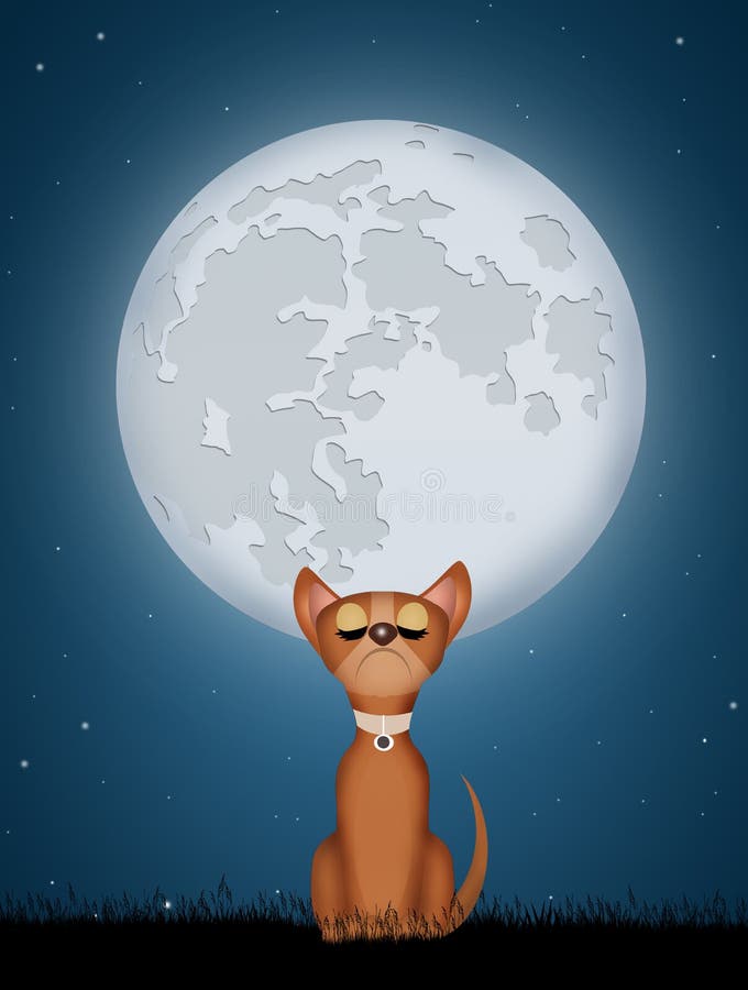 Puppy dog in the moon stock illustration. Illustration of system - 99803664
