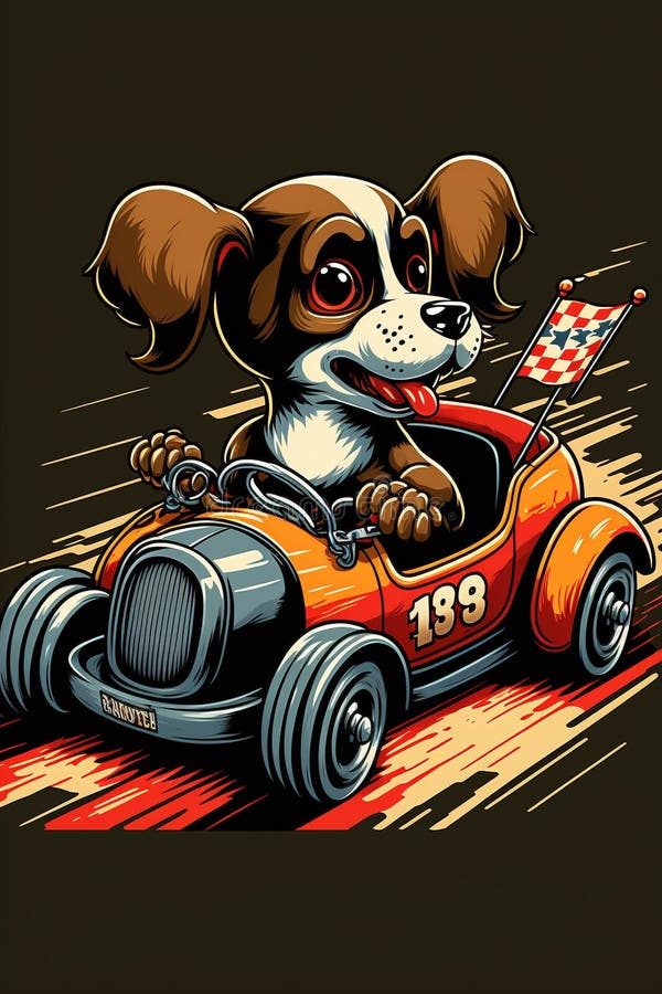 Puppy Driving a Racing Car. AI Generated Stock Illustration ...