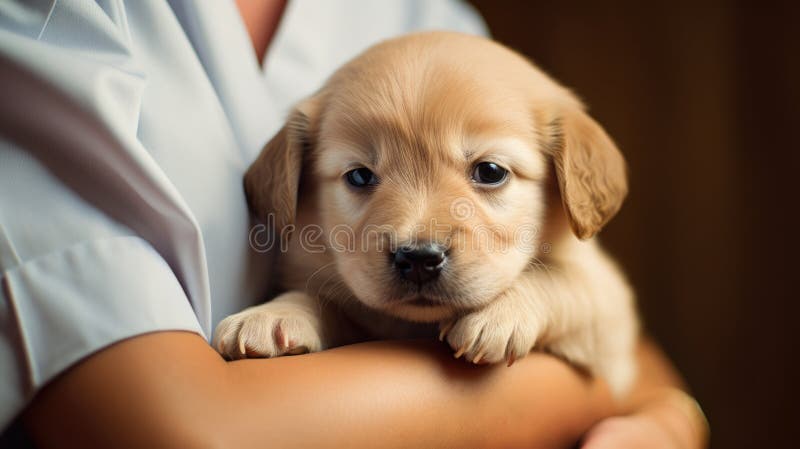 Puppy Gets Gentle Care at Clinic. Stock Image - Image of puppy ...