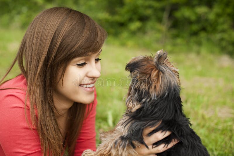 Puppy love stock image. Image of forest, grass, hand - 29322723
