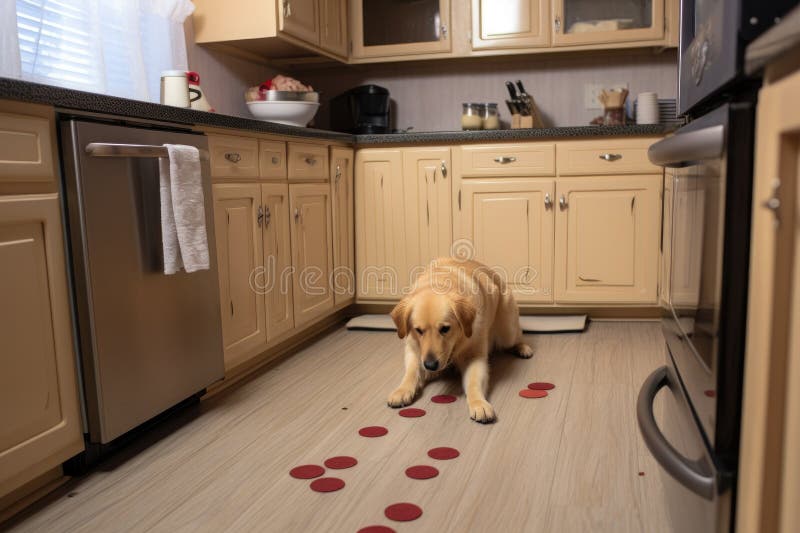 Puppy Paw Prints on Training Pad in Kitchen Stock Photo - Image of ...