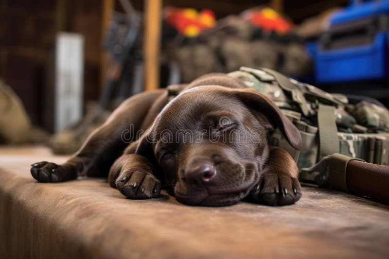 Puppy Resting after a Successful Training Session Stock Illustration ...