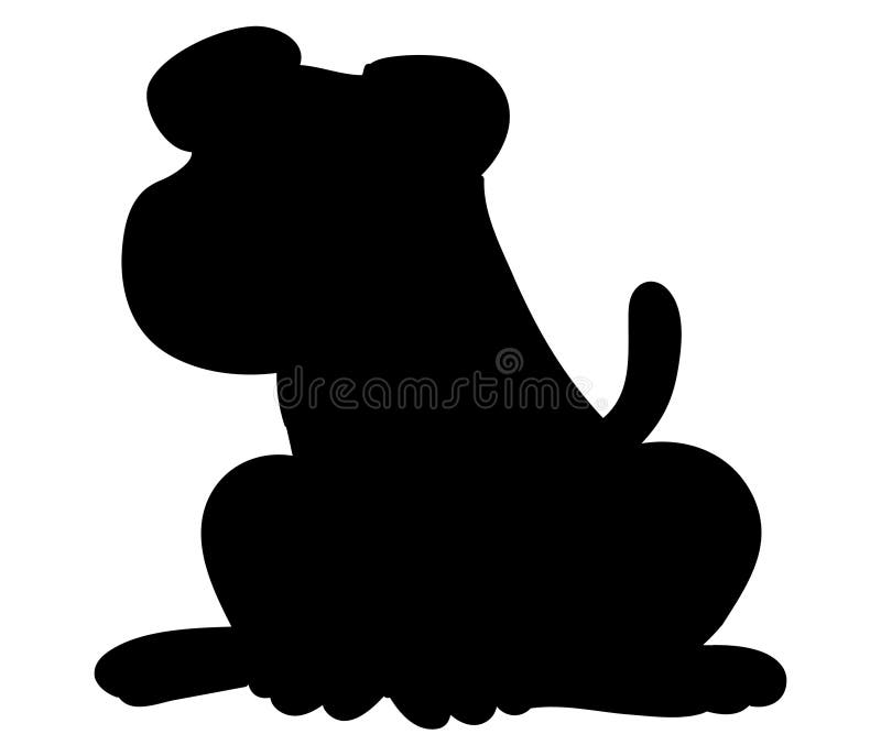 A Puppy Silhouette, Sitting, Vector Illustration, Dog Cute Logo Stock ...