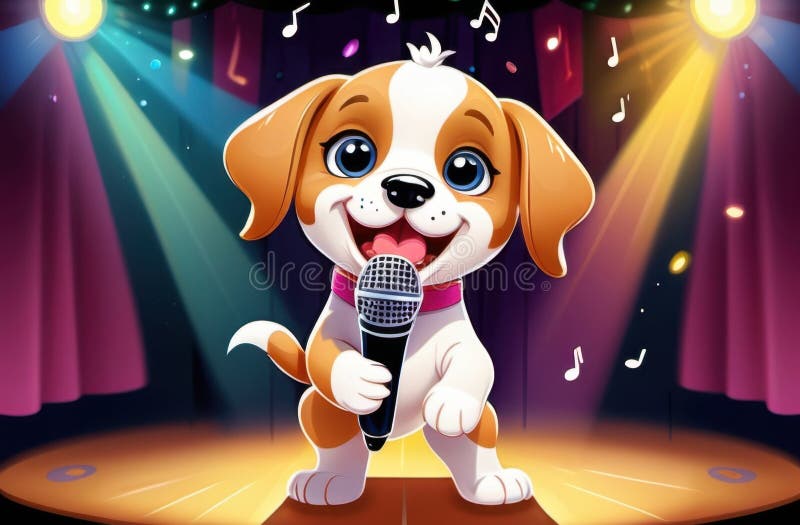 A Puppy Singing on Stage at 23-12-2024 Stock Illustration ...