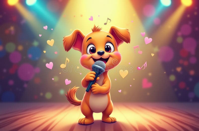 A Puppy Singing on Stage at 23-12-2024 Stock Illustration ...