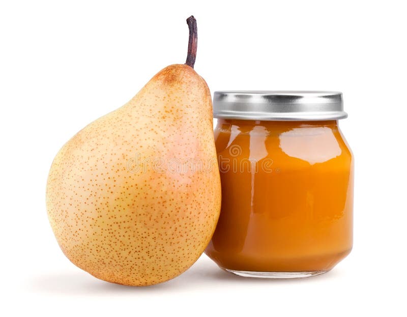 Puré do bebê da pera imagem de stock. Imagem de frasco - 24469489