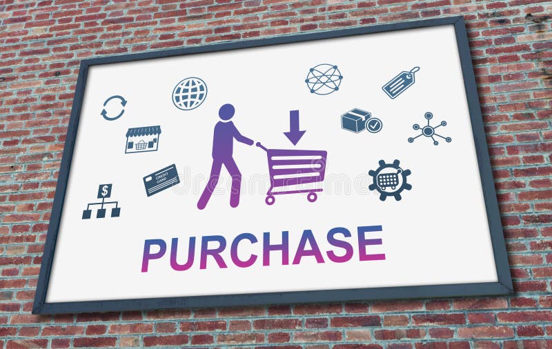 Purchase Concept on a Billboard Stock Image - Image of wall, market ...