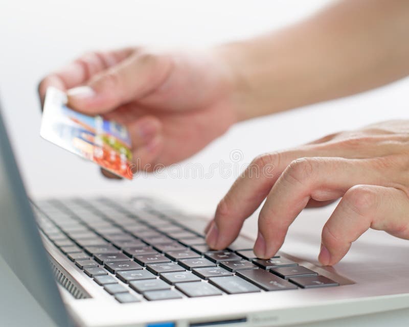 Purchase Goods Via Internet Use Credit Card Stock Photo - Image of ...