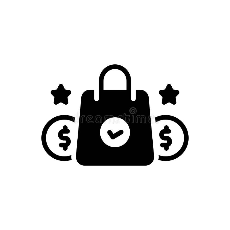 Black Solid Icon for Purchase, Shopping and Store Stock Illustration ...
