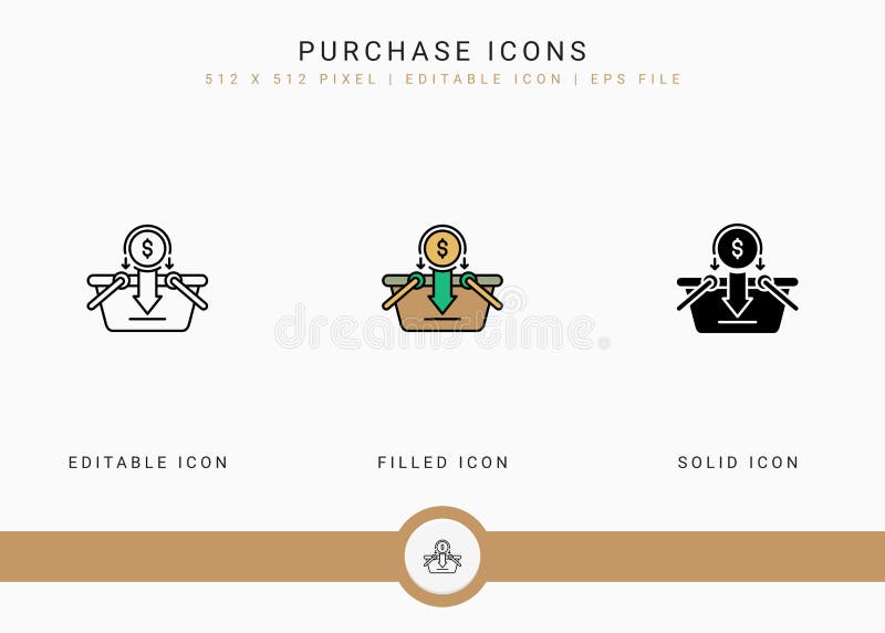 Purchase Icons Set Vector Illustration with Solid Icon Line Style ...