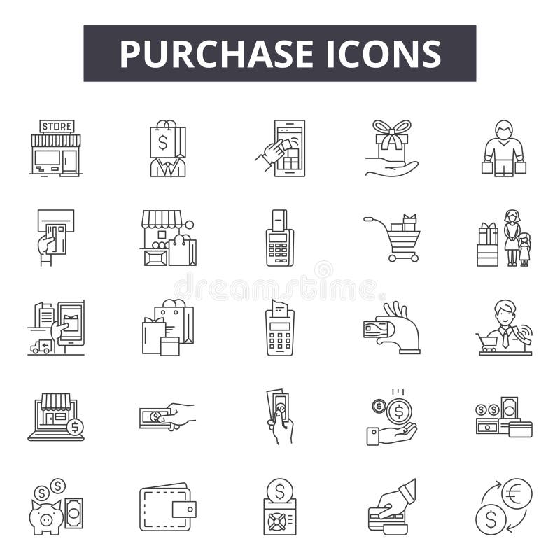 Purchase Line Icons, Signs, Vector Set, Outline Illustration Concept ...