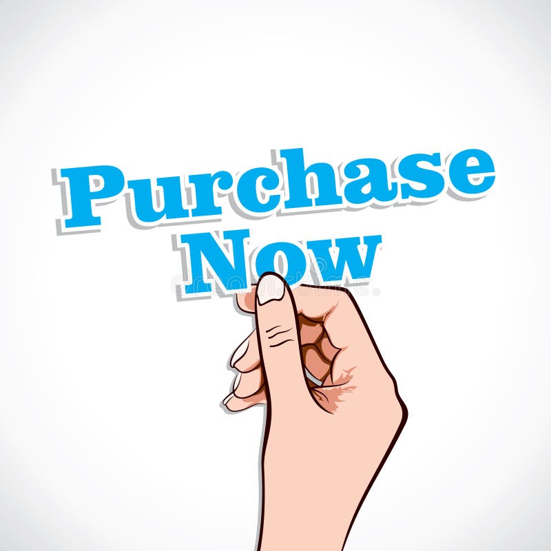 Purchase Now word in hand stock vector. Illustration of click - 28214995