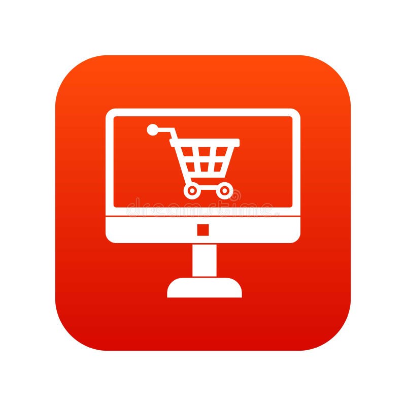Purchase at Online Store through Computer Icon Digital Red Stock Vector ...