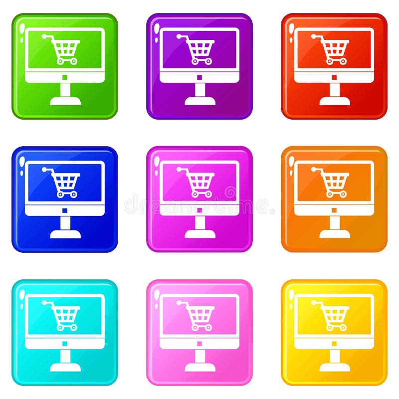 Purchase at Online Store through Computer Icons Stock Vector ...