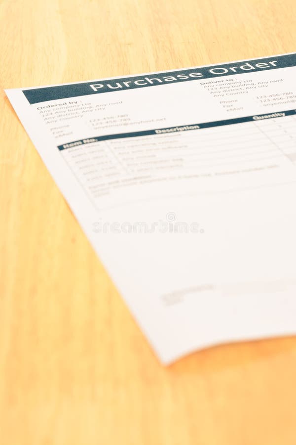 Purchase Order Form Document Stock Photo - Image of wooden, table: 53947570