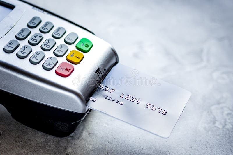 Cash Desk with Payment Terminal in Supermarket Stock Photo - Image of ...