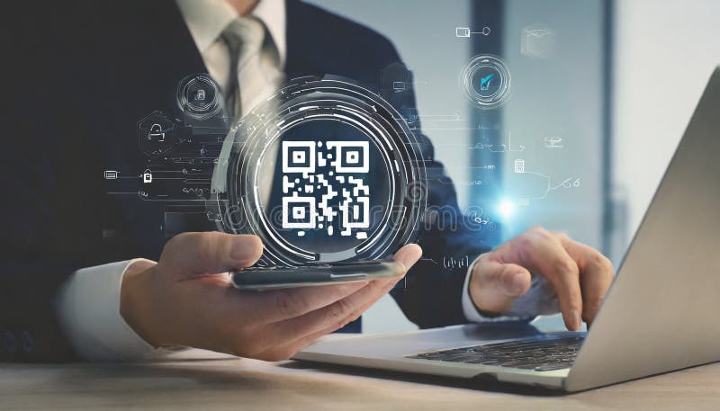 Purchase Payment Via Qr Code Stock Illustration - Illustration of ...