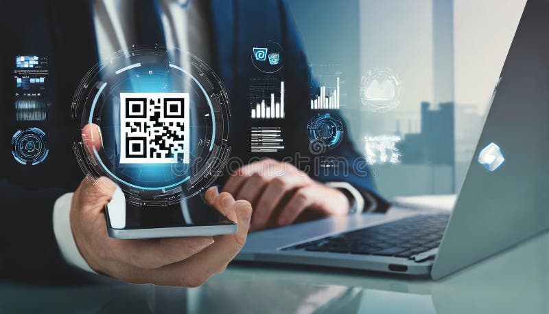 Purchase Payment Via Qr Code Stock Illustration - Illustration of brand ...