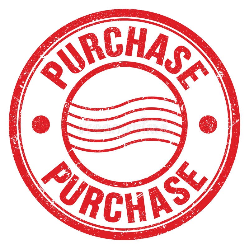 PURCHASE Text Written on Red Round Postal Stamp Sign Stock Illustration ...