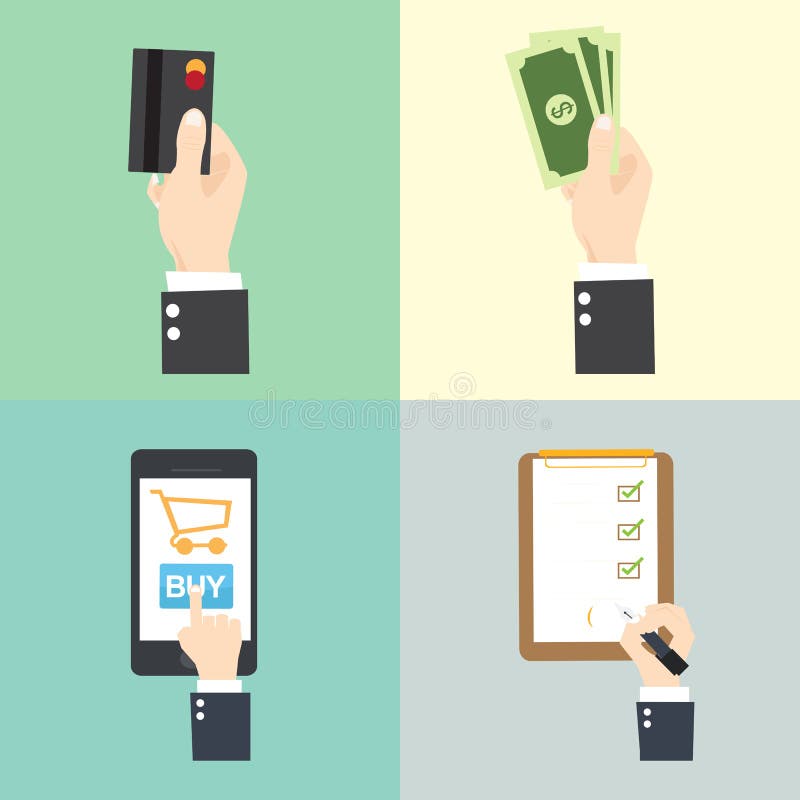 Purchasing Concept - Set of Hands Clients Purchasing Stock Vector ...