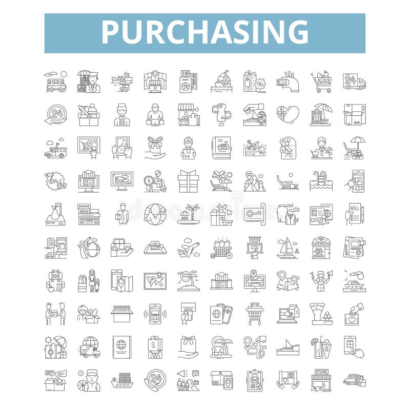 Purchasing Icons, Line Symbols, Web Signs, Vector Set, Isolated ...