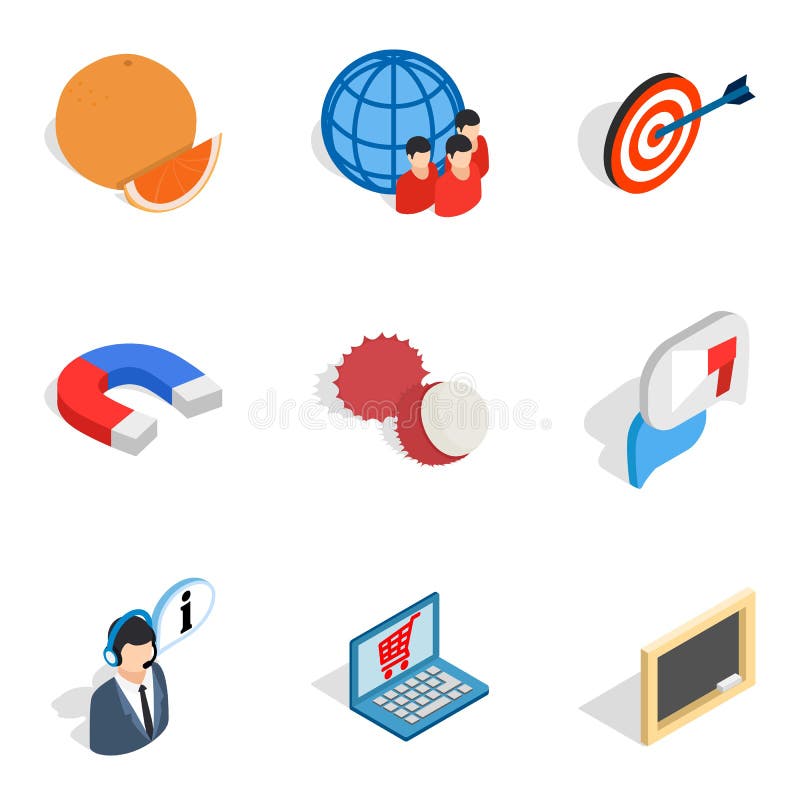 Purchasing Icons Set, Isometric Style Stock Vector - Illustration of ...
