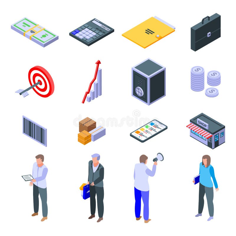Purchasing Manager Icons Set, Isometric Style Stock Vector ...