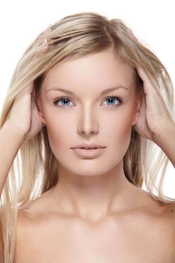 Beauty Woman Face Portrait. Beautiful Model Girl with Perfect Fresh ...