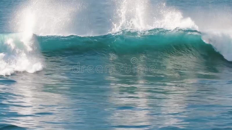Pure Blue Ocean Waves with Light Reflections in Slow Motion during a ...
