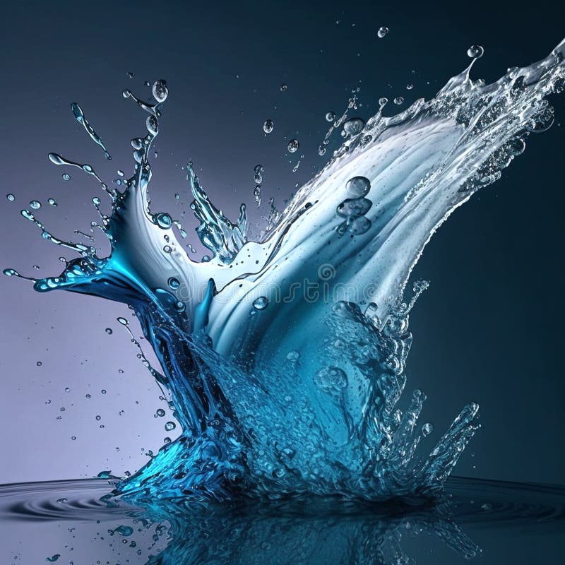 Pure Blue Water Splash. Digital Generated Realistic Illustration Stock ...