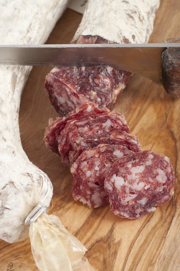 Pure boar salami stock photo. Image of snack, expensive - 25796356