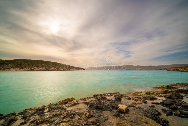 Pure Crystal Turquoise Water of Blue Lagoon in Comino Malta Stock Image ...