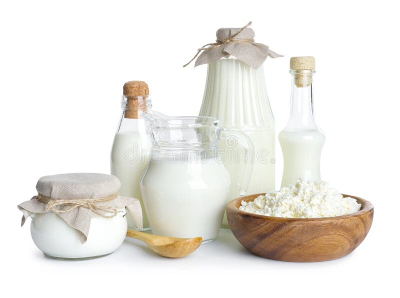Pure Dairy Products Isolated on White Background Stock Photo - Image of ...