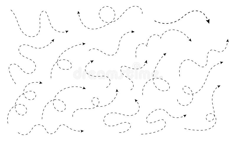 Pure Dot Style Hand Drawn Doodle Arrows Set. Stock Illustration ...