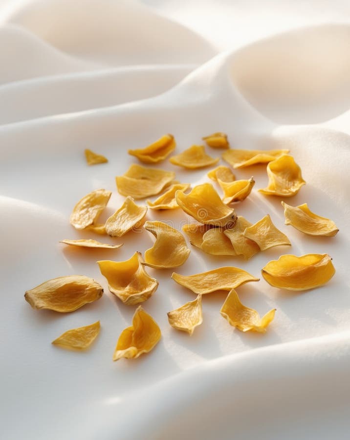 Pure Dried Mango Fruit Pieces on a Clean White Surface Stock Image ...