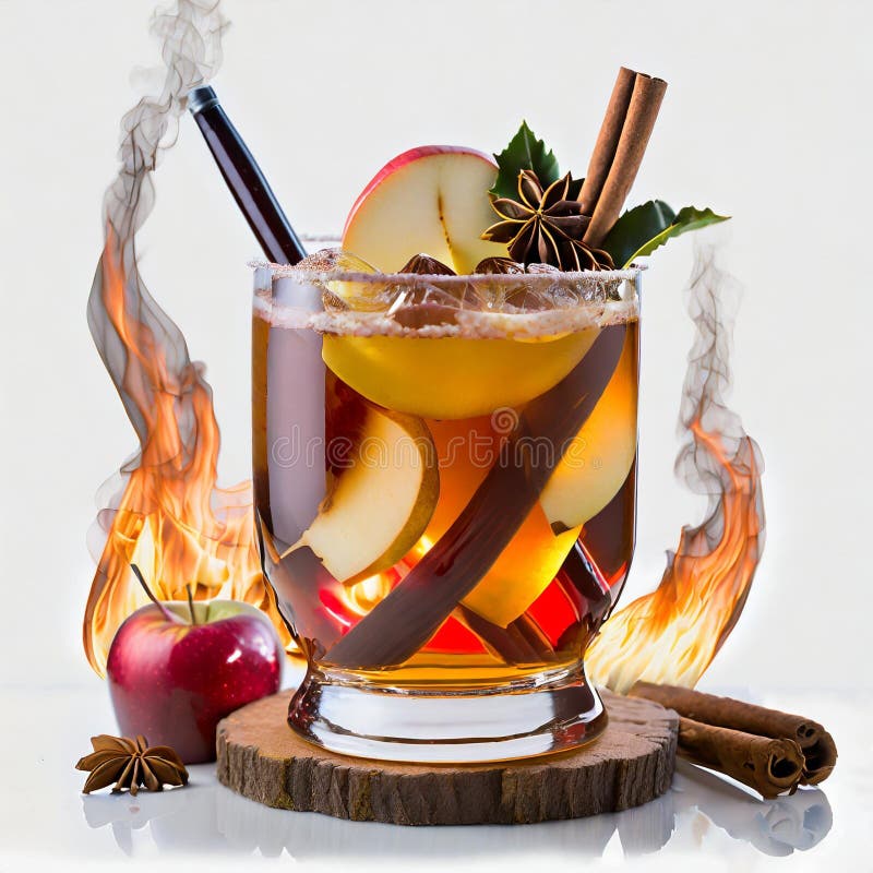 Pure Elegance: through the Fire Cocktail Alone on White Stock Image ...