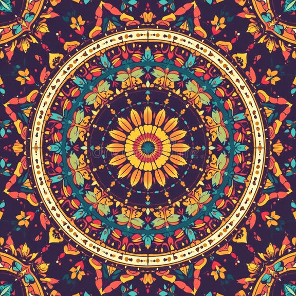 Pure Flat Vector Ethnic Pattern Design Mandala Stock Illustration - Illustration of symmetrical ...