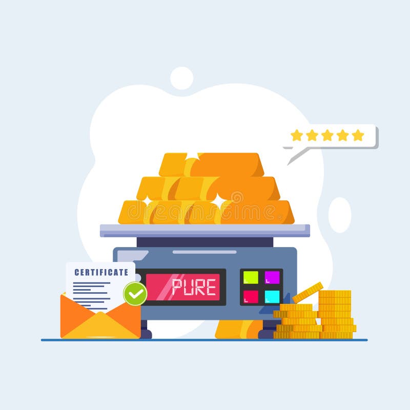 Pure Gold Bars with Certificate Illustration Stock Illustration ...
