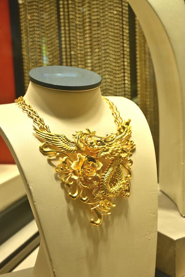 Gold Necklace Window Display Stock Photo - Image of birthday, coco ...